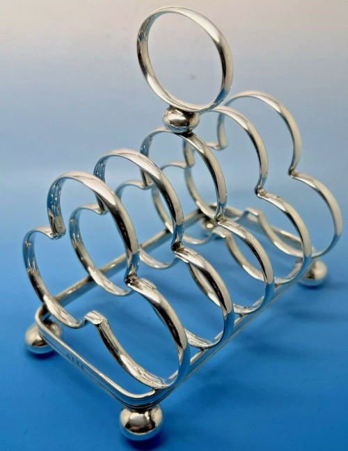 SOLID SILVER EDWARDIAN CLUB SHAPE TOAST RACK BY JOSEPH RODGERS & SONS ...
